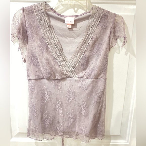 Xhilaration | Tops | Xhilaration Light Purple Garment Lace Sheer Top ...